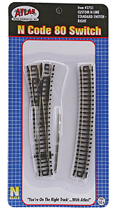 Atlas, Code 80, Custom, standard, switch, track, 2751, right, N