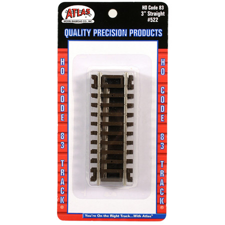 Atlas, Code 83, 3", Straight, Track, HO, 522