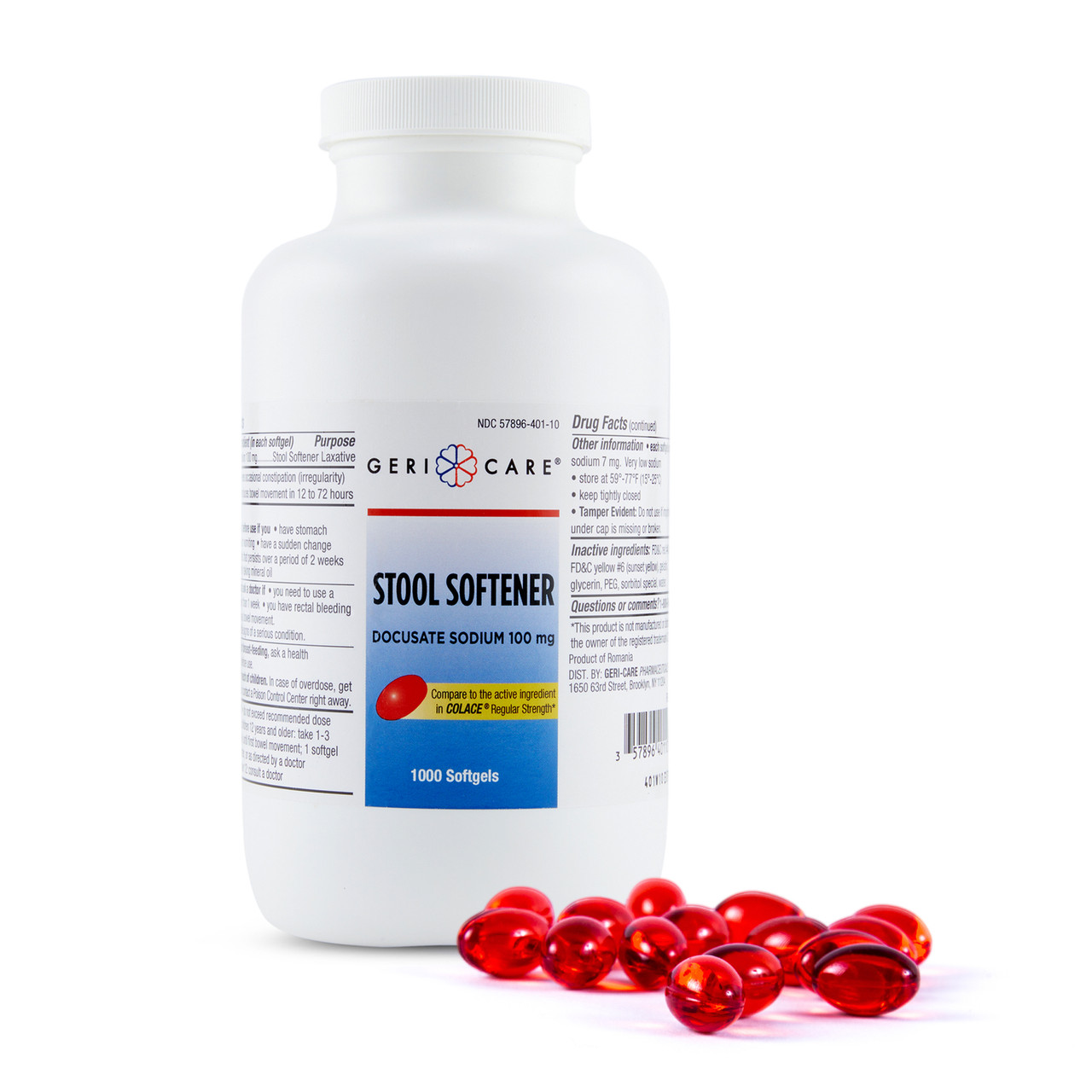 GeriCare Docusate Sodium Stool Softener 1000 Softgels