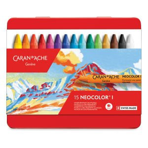 Caran d'Ache Neocolor I Water-Resistant Wax Pastels, 15 Colors