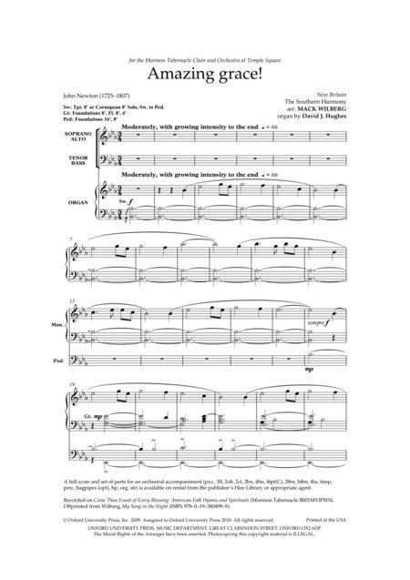 Amazing Grace - Arr. by Mack Wilberg - SATB and organ - Linton-MILANO Music