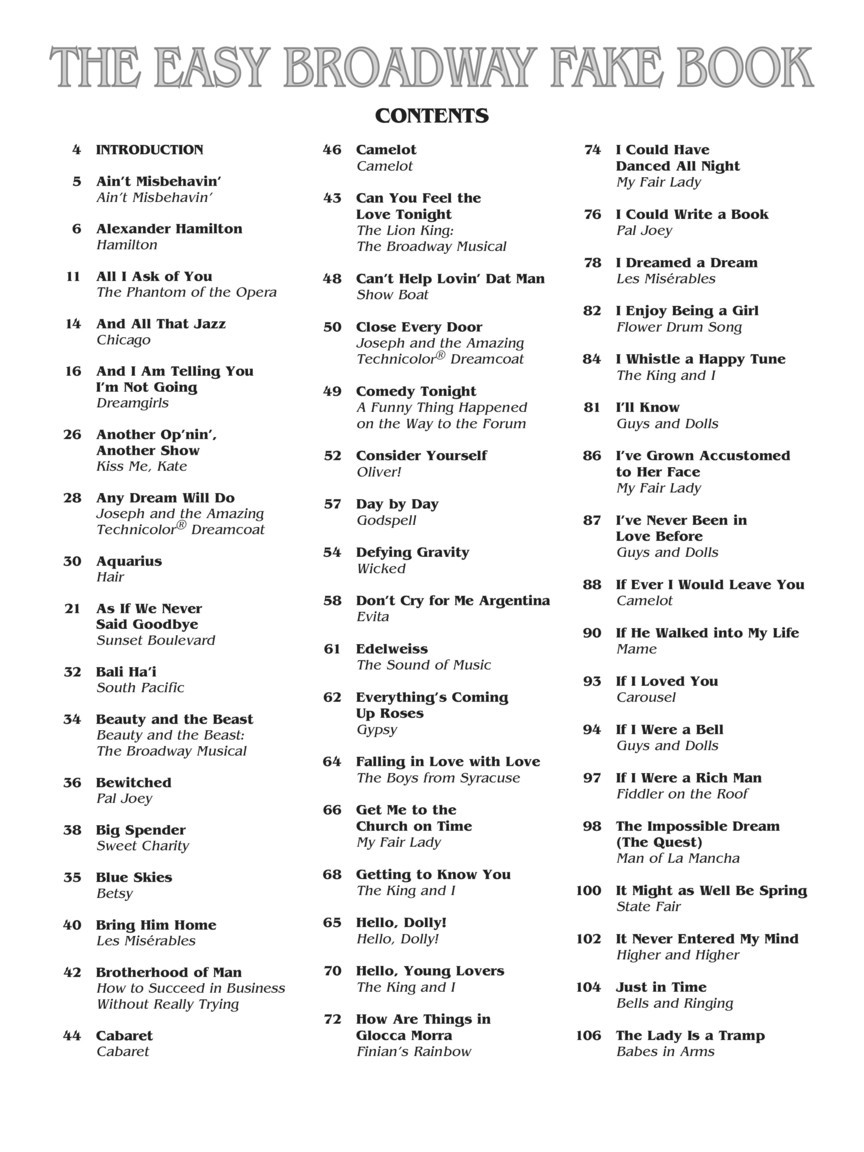 The Easy Broadway Fake Book - 2nd Edition - Linton-MILANO Music