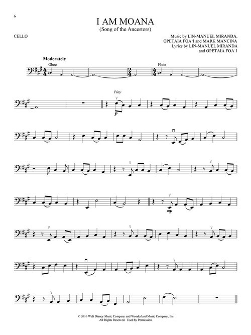 Moana (Audio Access Included) - Cello - Linton-MILANO Music