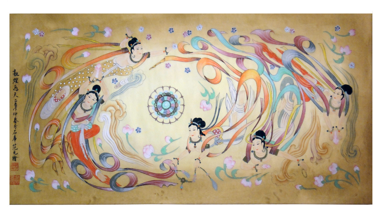 Flying Goddess Scroll - T-Trove Asian Decor