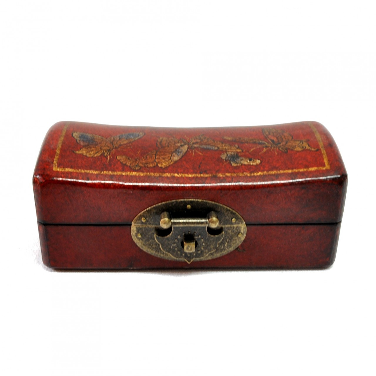 Red Chinese Leather Butterfly Pillow Jewelry Box