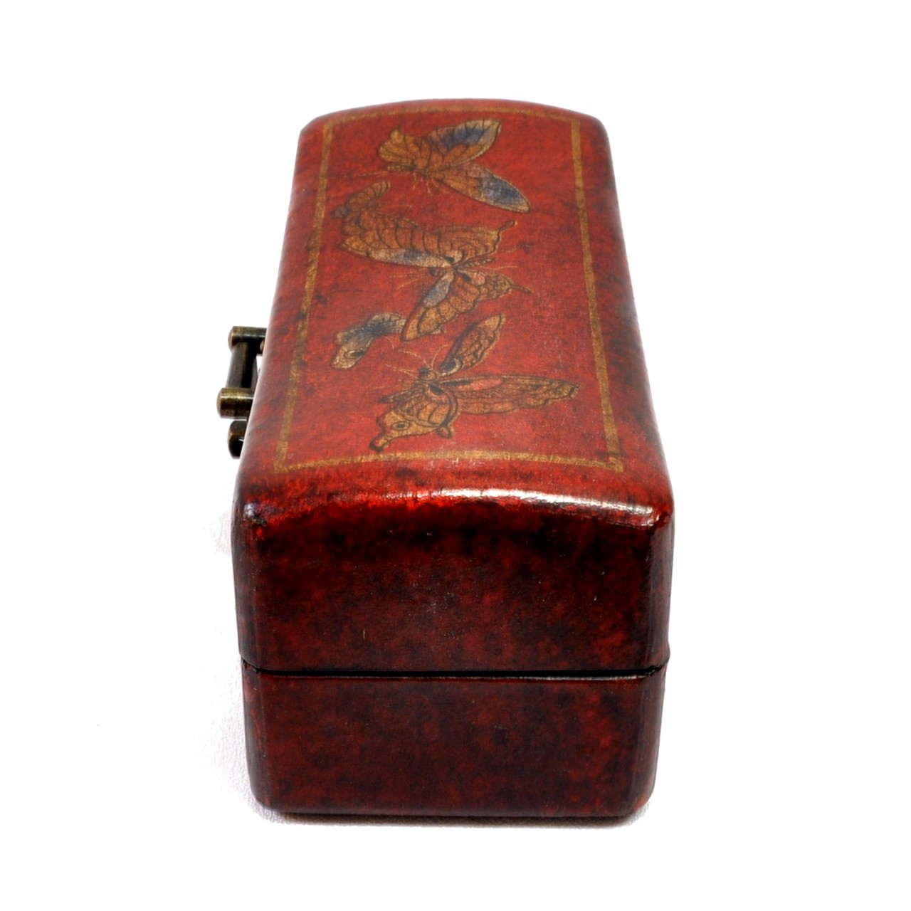 Red Chinese Leather Butterfly Pillow Jewelry Box