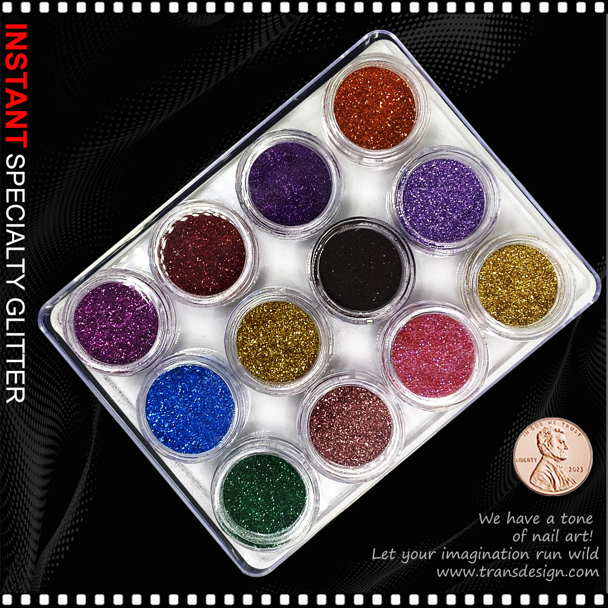 GLITTER Assorted Color II 12 Jars/Case - TDI, Inc