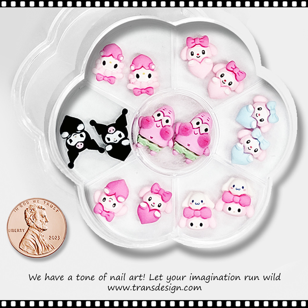 NAIL CHARM RESIN SpongeBob Patrick Star & Sanrio Characters 14/Case ...