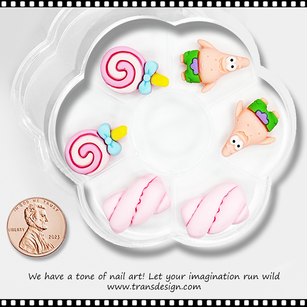 NAIL CHARM RESIN SpongeBob Patrick Star, Lollipop, & Candy 6/Case - TDI ...