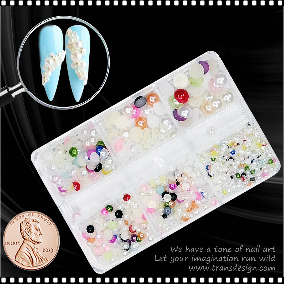 Half Round Pearls Mix Color 7 Assorted Sizes - TDI, Inc