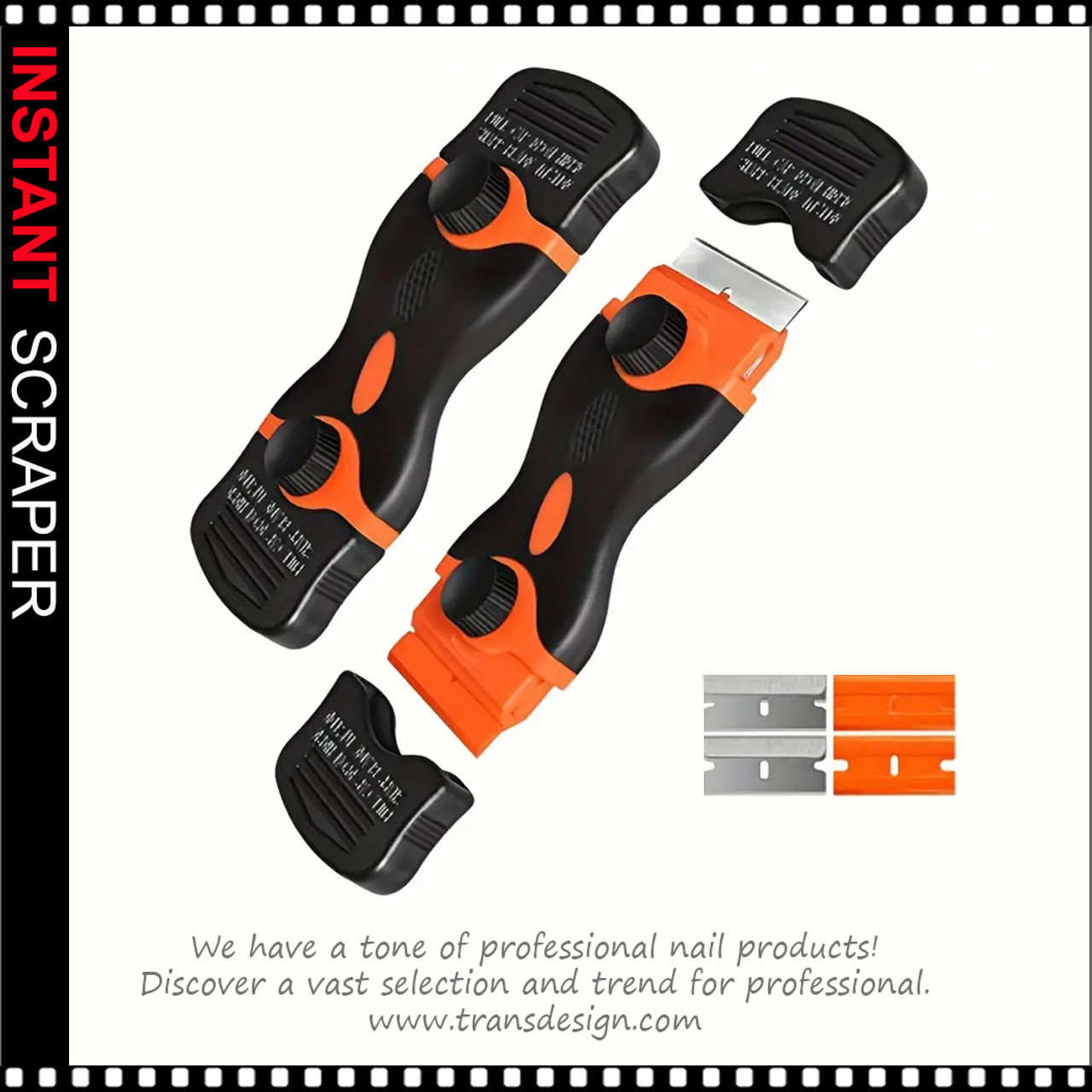 INSTANT SCRAPER Double Edge Razor Blade Set, Neon Orange - TDI, Inc