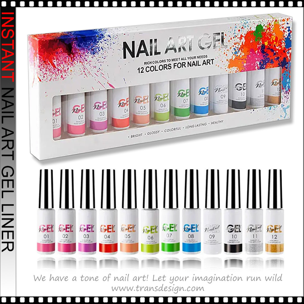 INSTANT Nail Art Gel Liner 12 Basic Colors Set - TDI, Inc