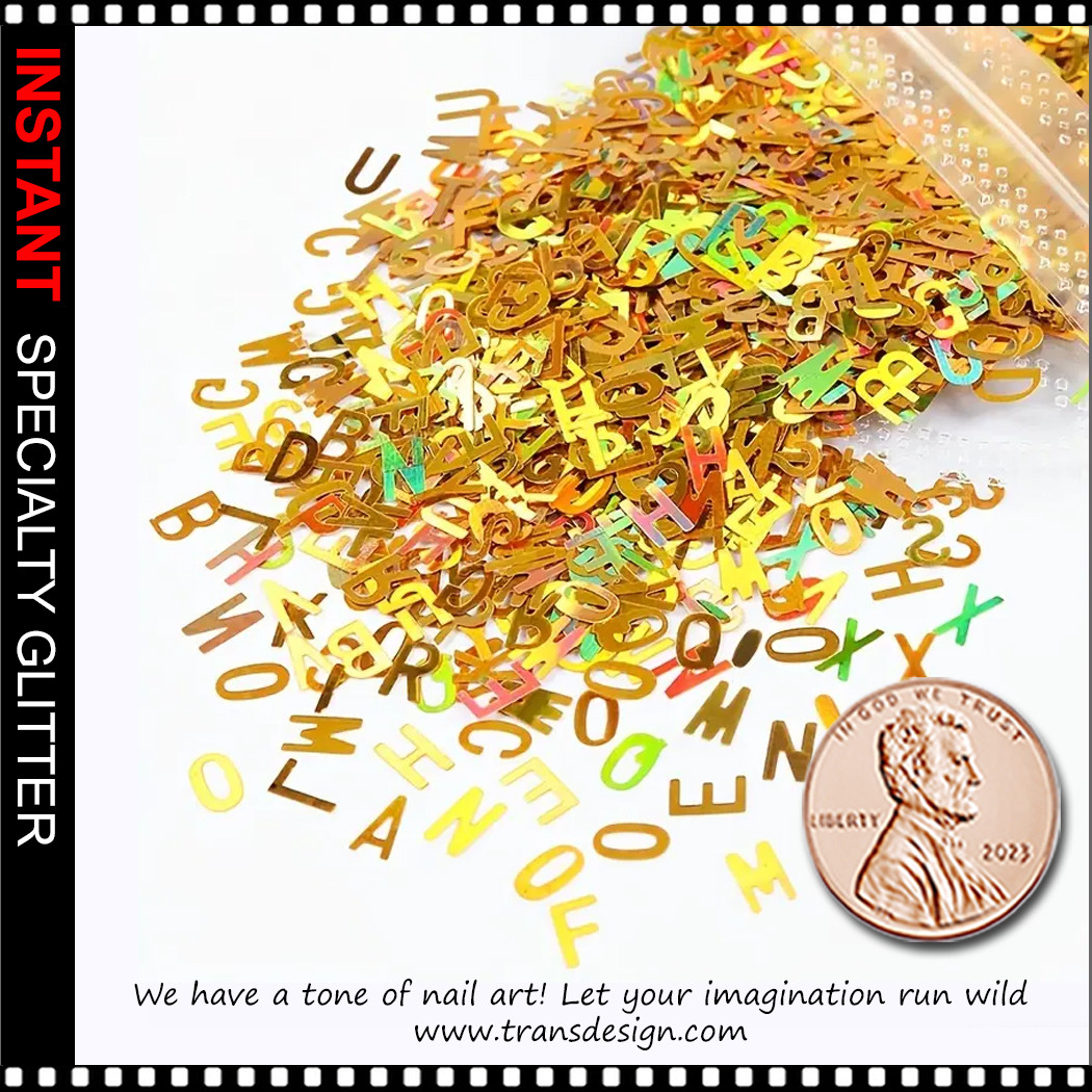 GLITTER Gold Hologram Alphabets 2.5g. Pack - TDI, Inc
