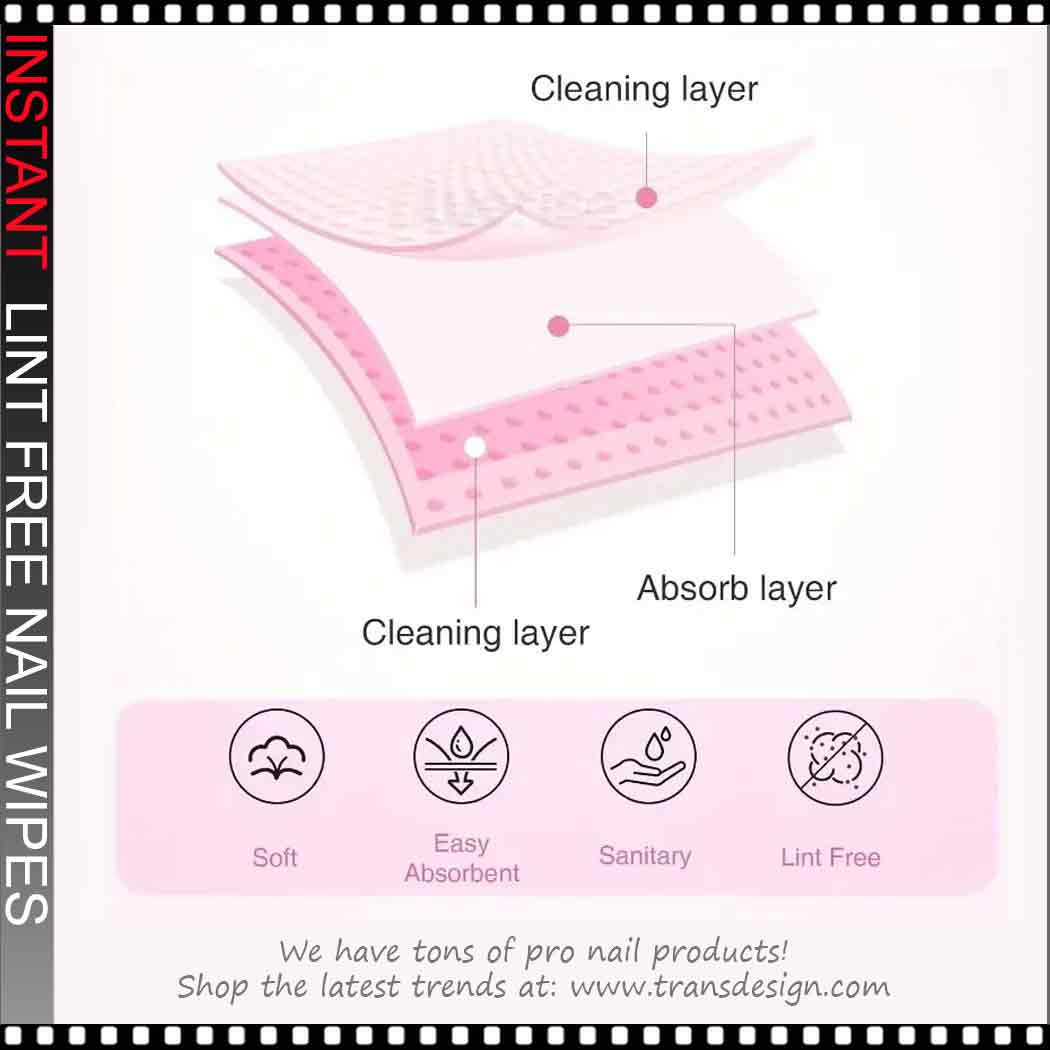 INSTANT Line Free Nail Wipes, Square Pink 400/Box - TDI, Inc