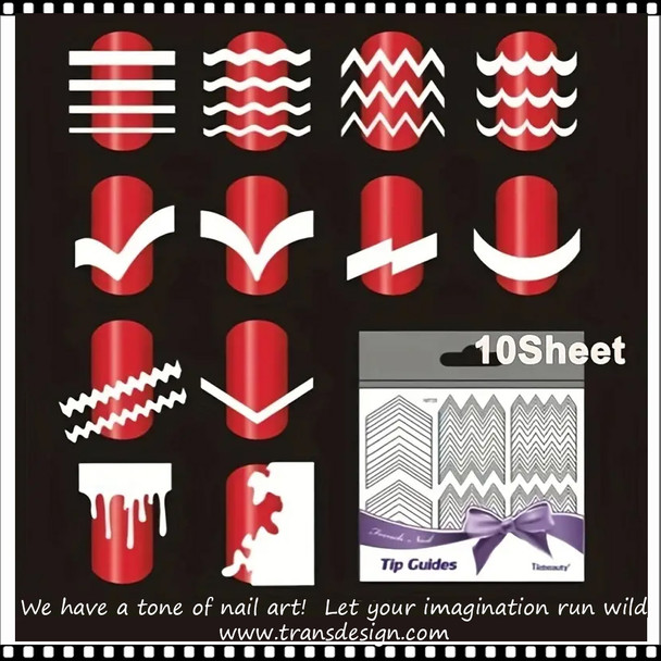 NAIL ART French Manicure Tips Guide 10 Sheets - TDI, Inc