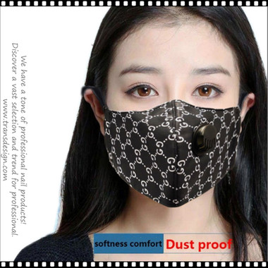Reusable Face Mask Black "GG" Pattern with Valve Breathing Filter - TDI ...