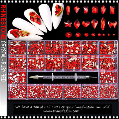 RHINESTONE PRO. Crystal Ruby Red 3100 Assorted/Case - TDI, Inc