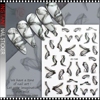 NAIL STICKER Abstraction, Black Sheer Ribbon #JO-1540 - TDI, Inc