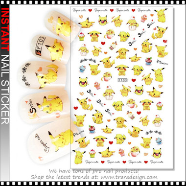 NAIL STICKER Cartoon Kawaii Pokémon PIKACHU #F103 - TDI, Inc