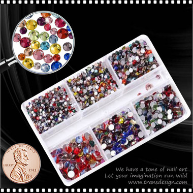 CRYSTAL RHINESTONE Round, Mixed Colors & Size 1440/Case #SZCT-039 * - TDI, Inc