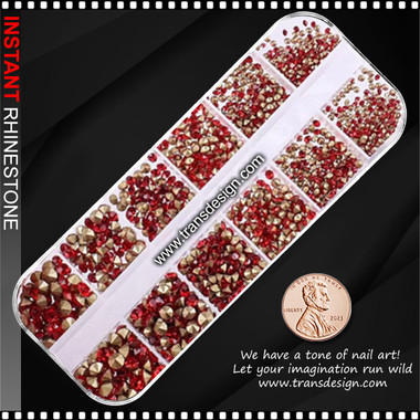 CRYSTAL RHINESTONE Round, Red Assorted 12 Grids/Case #ZSHZ-817 - TDI, Inc