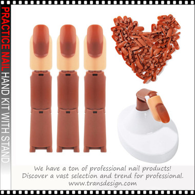 Flexible Nail Practice Finger Hand Kits Stand with 3 Finger & 100 Tips ...