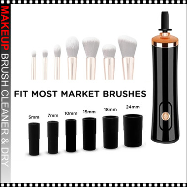 Automatic Makeup Brush Spinner with 6 Size Rubber Collars - TDI, Inc