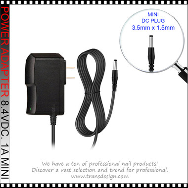 POWER ADAPTER 100-240VAC to 8.4VDC 1A. Mini Plug - TDI, Inc