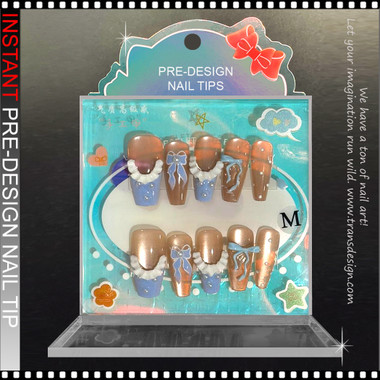 Coquette Baby Blue Ruffle Bow Press-On Nails - TDI, Inc