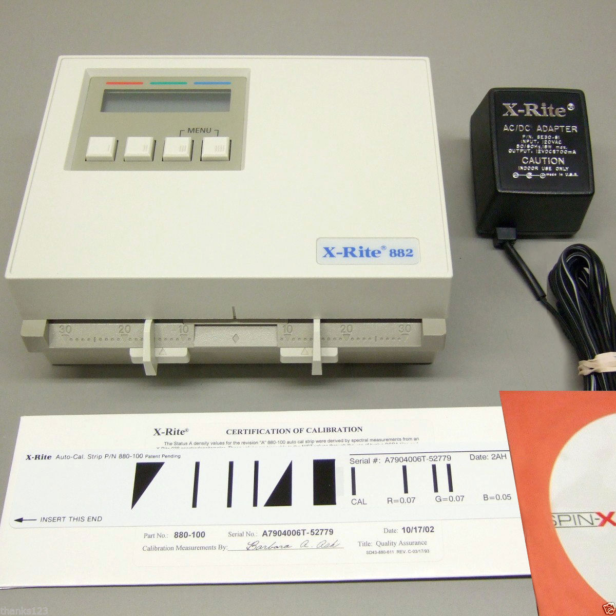 X-Rite 882 USB Color Photographic Densitometer 110-220v 50/60Hz ...