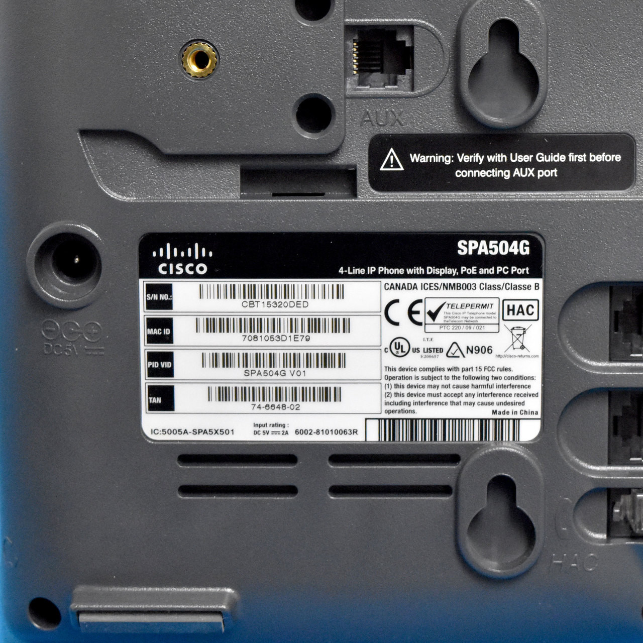 Cisco SPA504G 4-Line IP Phone with 2-Port Switch, PoE and LCD Display ...