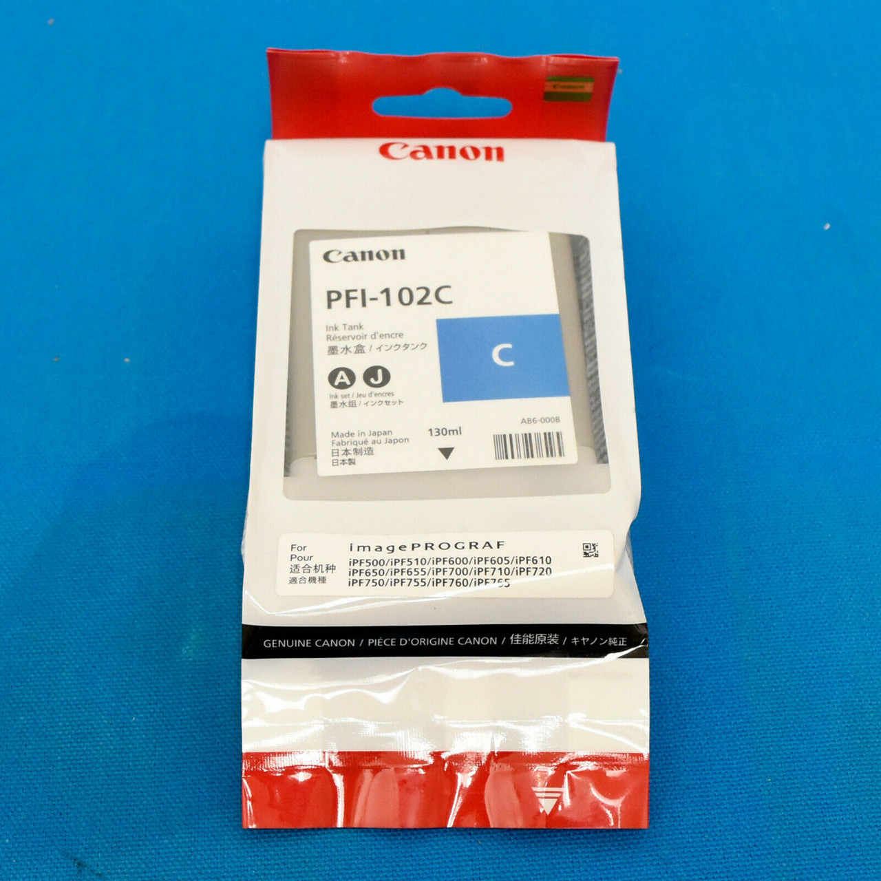 Canon PFI-102C Cyan Ink iPF500 iPF510 iPF600 iPF610 iPF700 iPF710 ...