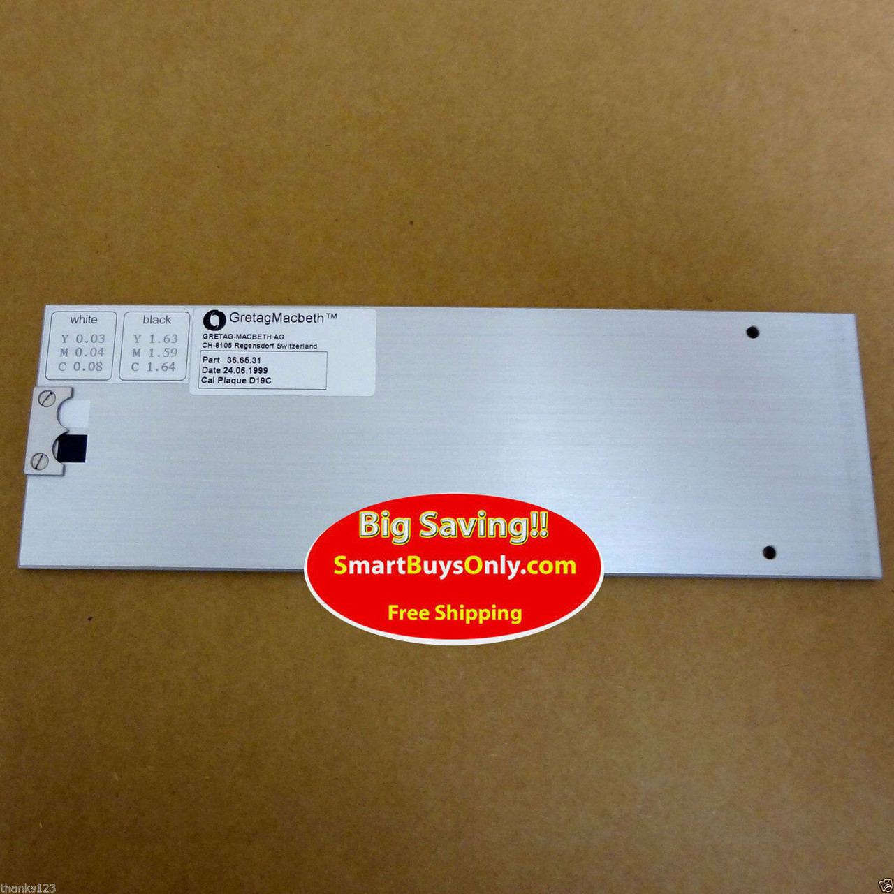 GretagMacbeth 36.06.31 Aluminum Calibration Plaque D19C D186 D182 183 ...