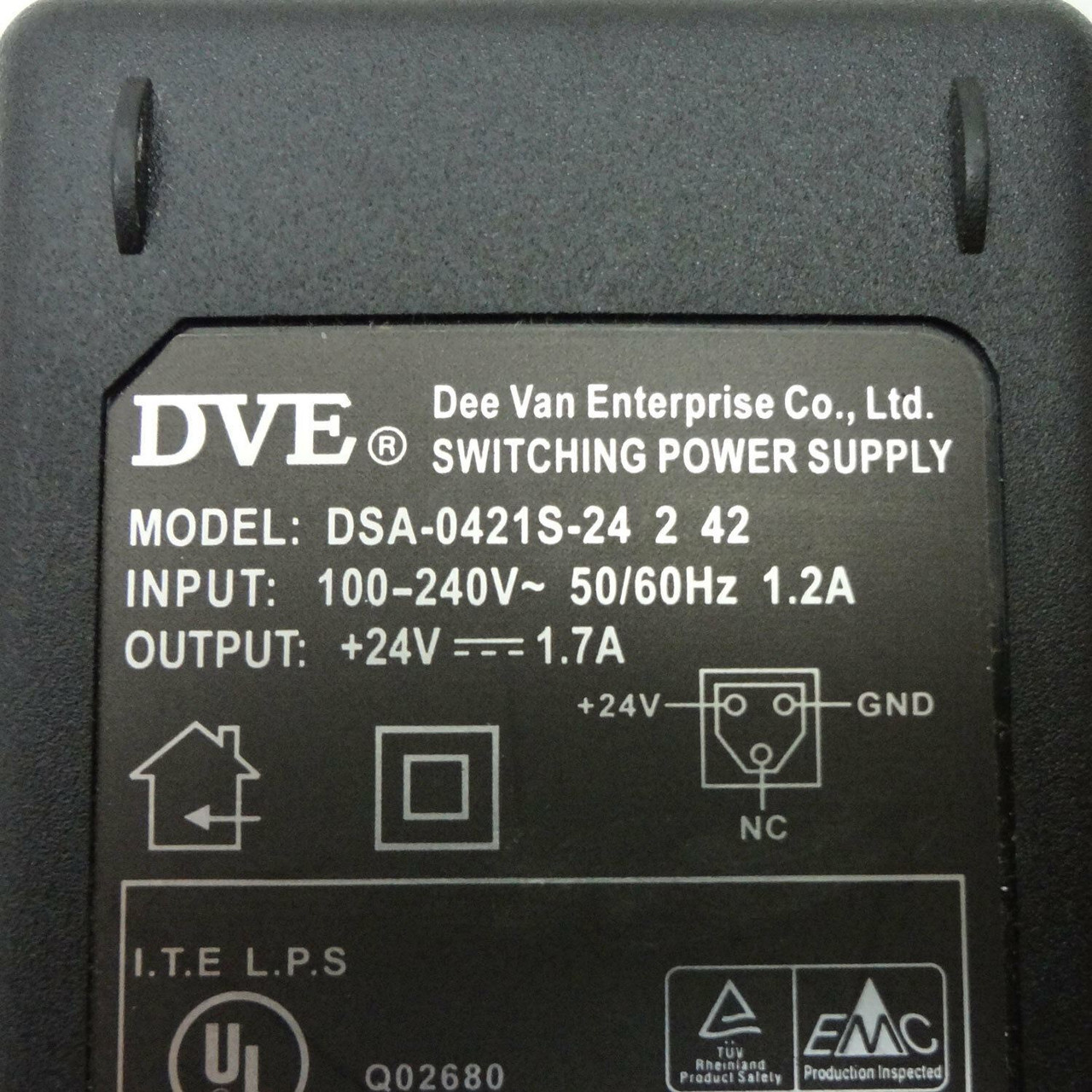 DVE DSA-0421S-24 Power Supply 24V-1.7A Input 100-240V, 50/60Hz 1.2A out 24V 1.7A - SmartBuysOnly.com