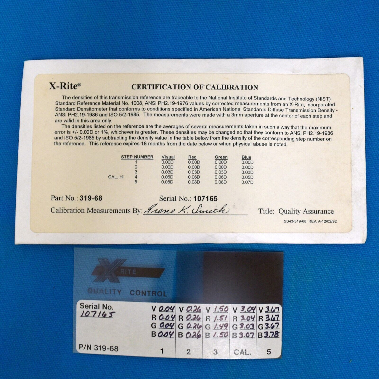 X-Rite 319-68 Calibration Strip for 309TR 309T 310TR 310T 311T 319TR ...