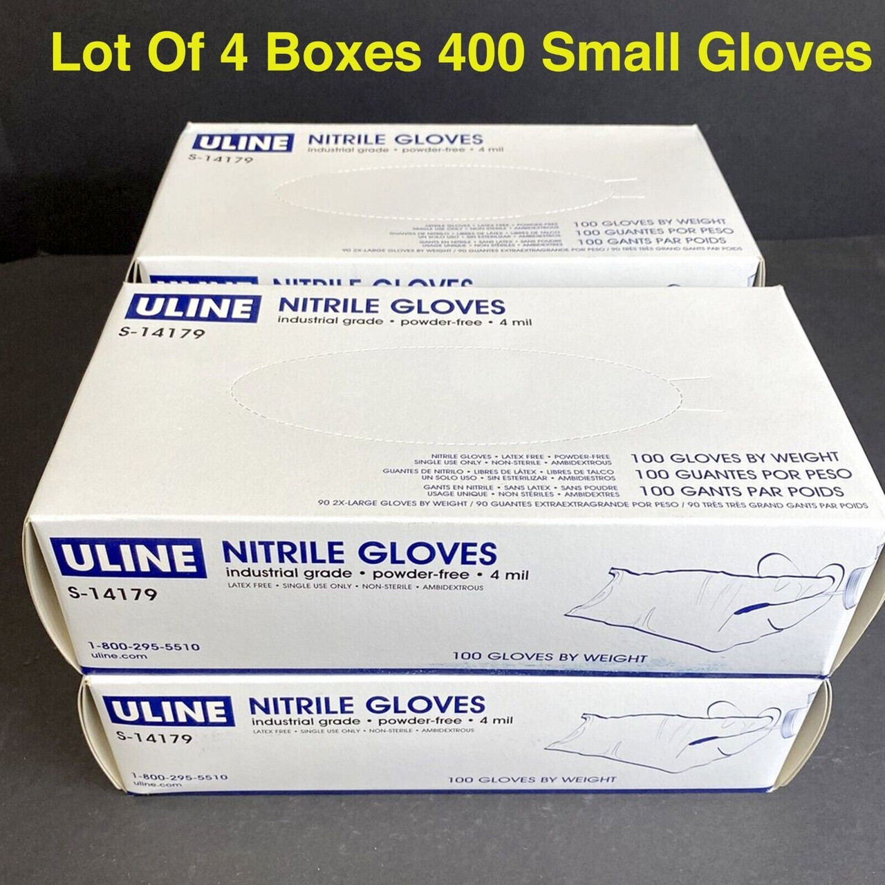 ULINE S-14179 Industrial Grade Powder Free 4 mil Nitrile Gloves Small ...