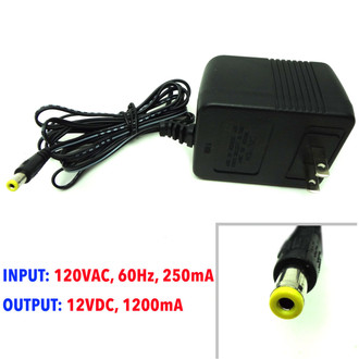 AC Adapter 120VAC, 60Hz, 250mA, 12VDC, 1200mA, 12V 1.2A New ...