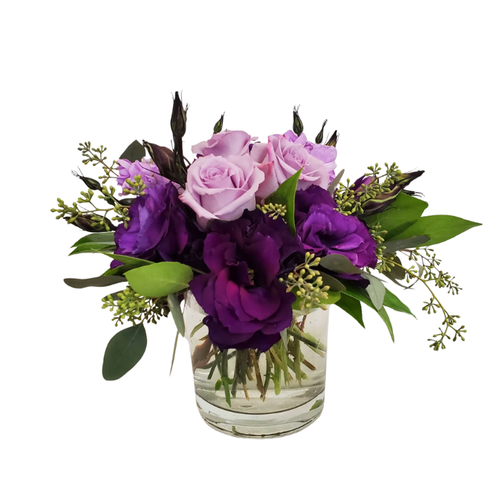 Purple Reign – Lavender Rose & Purple Lisianthus Flower Arrangement ...