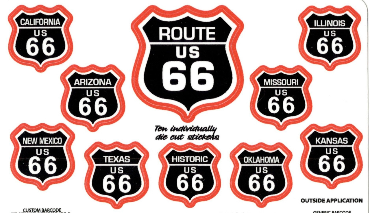 10 Route 66 Sticker Set in Black - The Original Route 66 Gift Shop