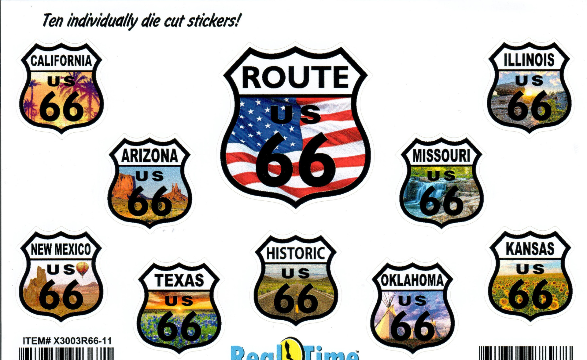 10 Route 66 Sticker Set in White - The Original Route 66 Gift Shop