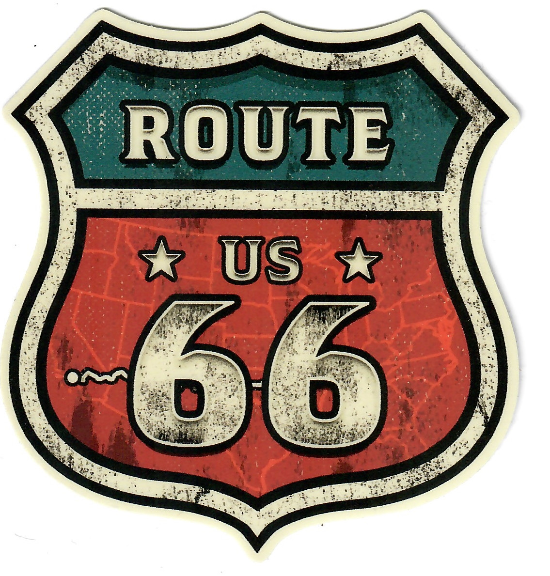 Sticker - Rustic Map Shield - The Original Route 66 Gift Shop