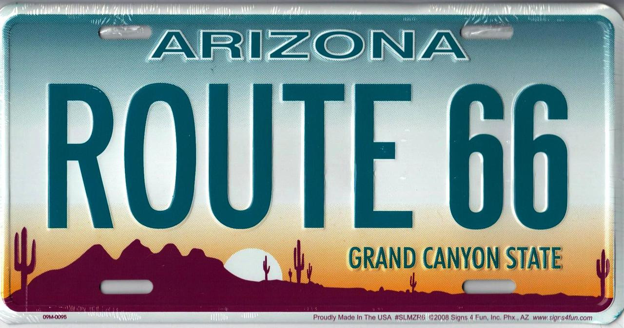 Vintage Route 66 Map License Plate - The Original Route 66 Gift Shop