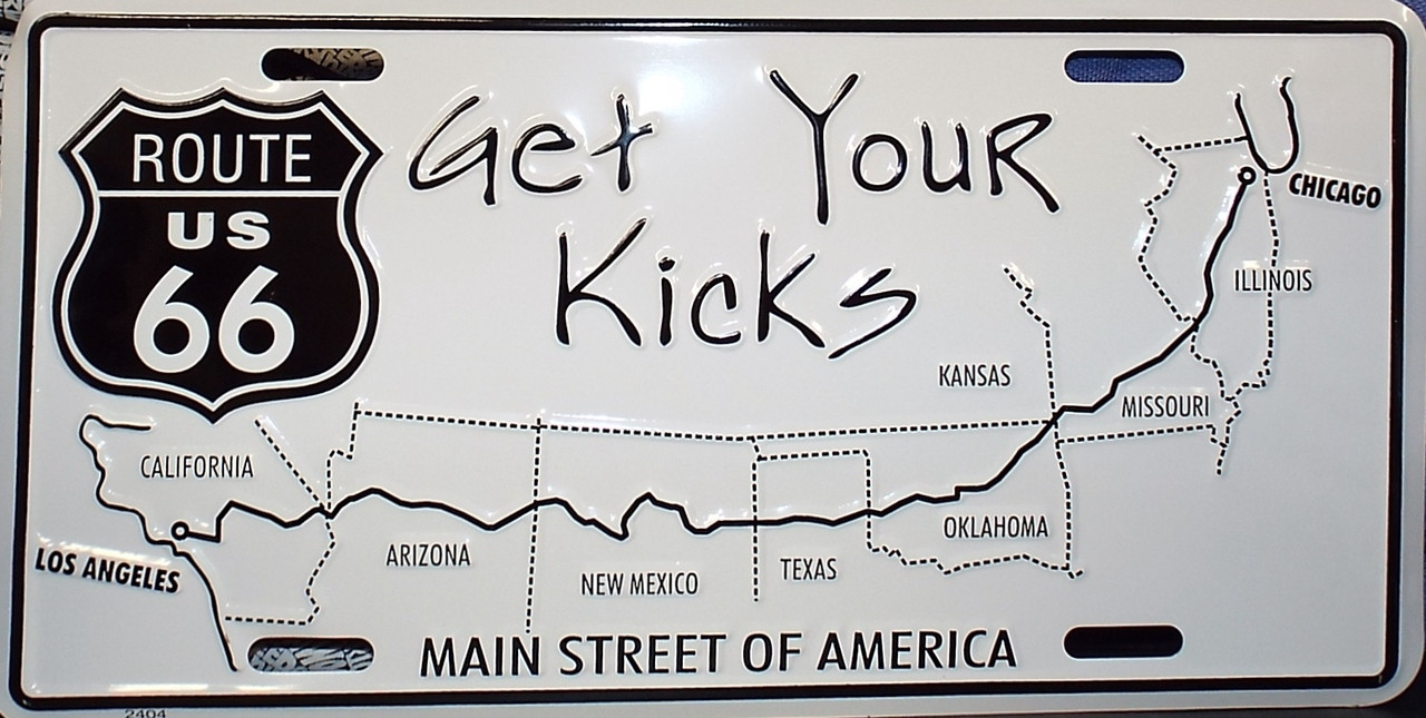 Get Your Kicks Route 66 Map License Plate - The Original Route 66 Gift Shop