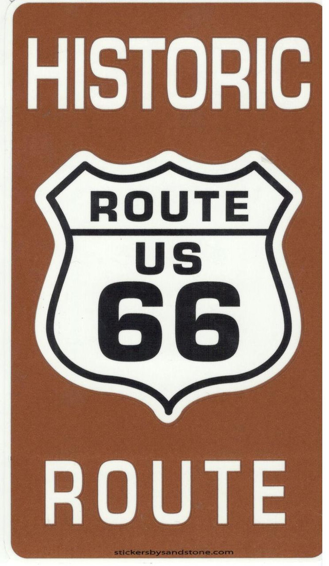 Brown Historic Route 66 Sticker - The Original Route 66 Gift Shop