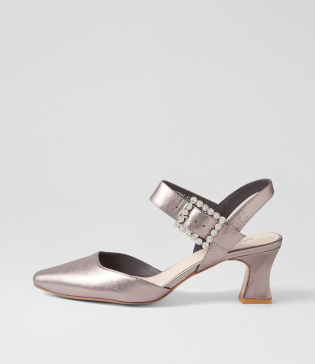 Paschal Pewter Satin Leather Heels Django And Juliette