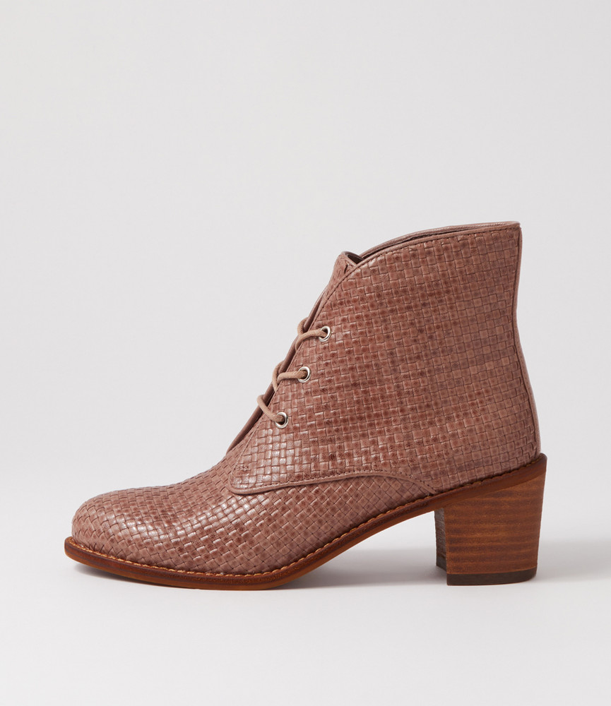 Waire Taupe Weave Leather Lace Up Boots - Django and Juliette