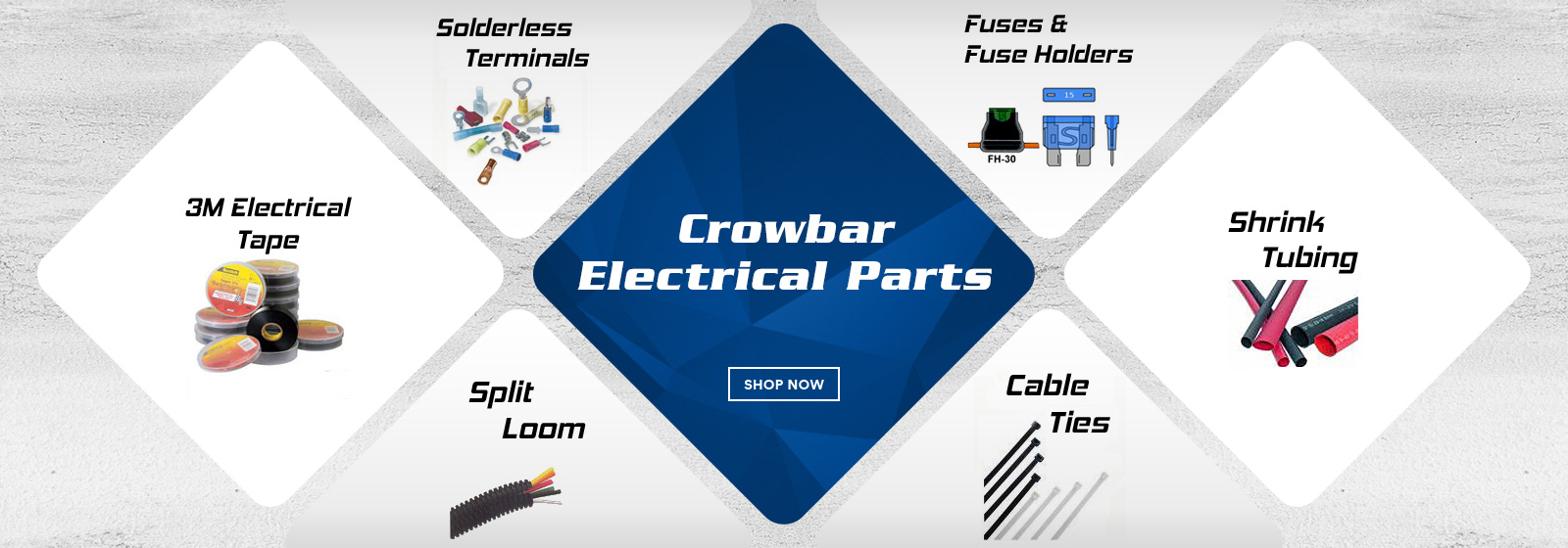Terminals,cable ties,heat shrink tubing,split loom,fuse holders