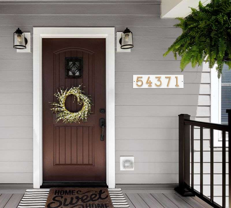 Floating Stand-Off number sign modern horizontal house sign