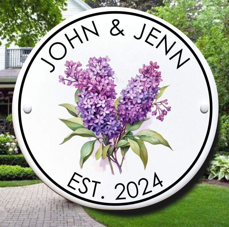 Cottage Address House Signs –Floral Address Plaques - Lilacs