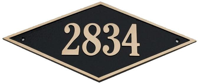 Elegant Brass Address Sign: Diamond Address Plaques (Brass)